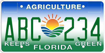 Custom Florida License Plate - AGRICULTURE / P77 | Rear | 12 in x 6 in ...