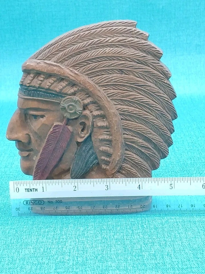 Antique Indian Head Plaster / Chalk Native American 6" Tall | eBay