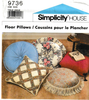 Simplicity Pattern 9736 ©1990 Floor Pillows 24" & 30", FF | eBay