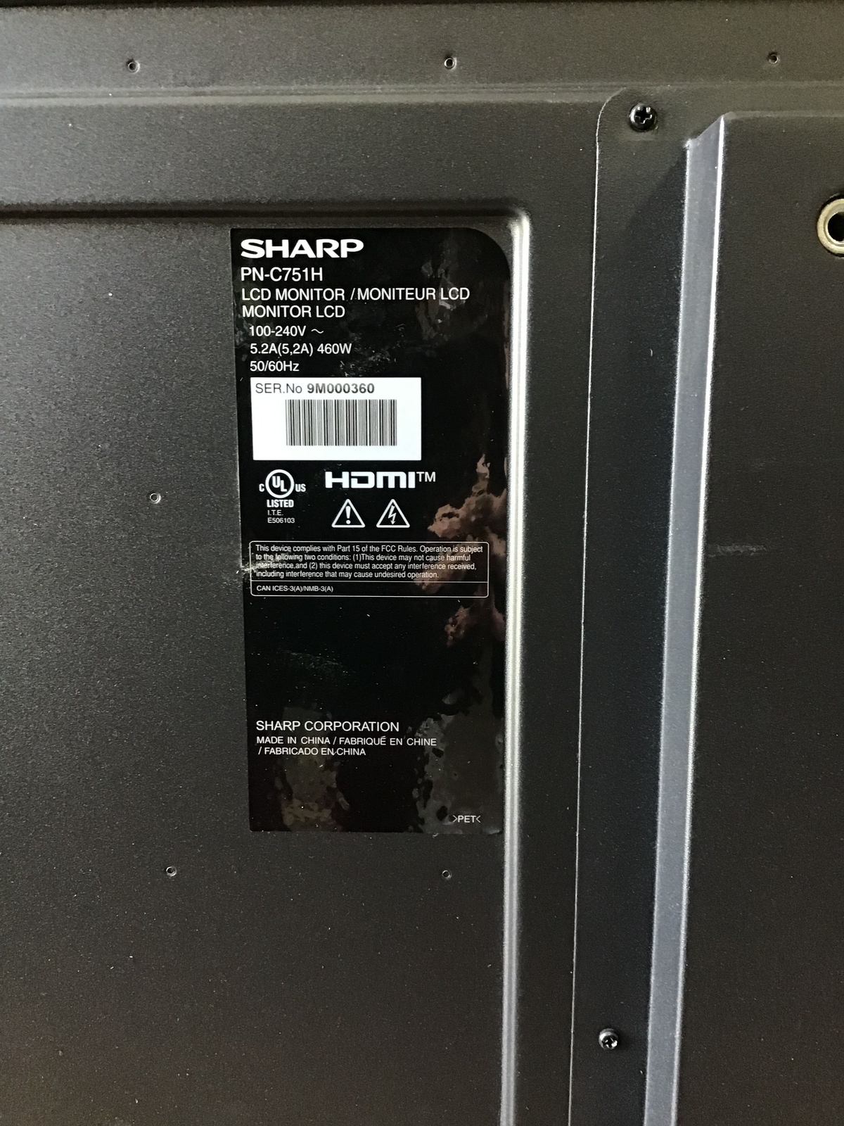 Sharp AQUOS 75 4K 3840x2160 Interactive Display Touchscreen TV Wifi PN ...