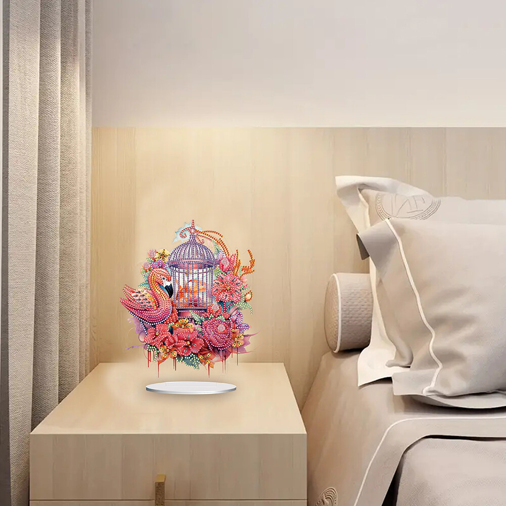 Flamingo Cage Diamond Painting Desktop Decor for Home Office Desktop ...