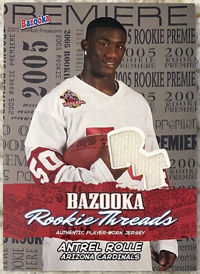 2005 Topps Bazooka Rookie Threads Football Relic Card Antrel Rolle ...