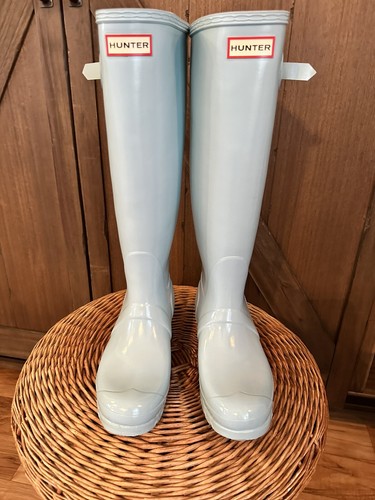 EUC Hunter Women's Original Tall Gloss Light Blue Rubber Rain Boots ...
