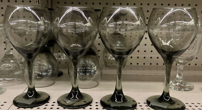 4 - Vintage Gray Greenbrier Glassware Gray Water Goblets Red Wine Glass ...