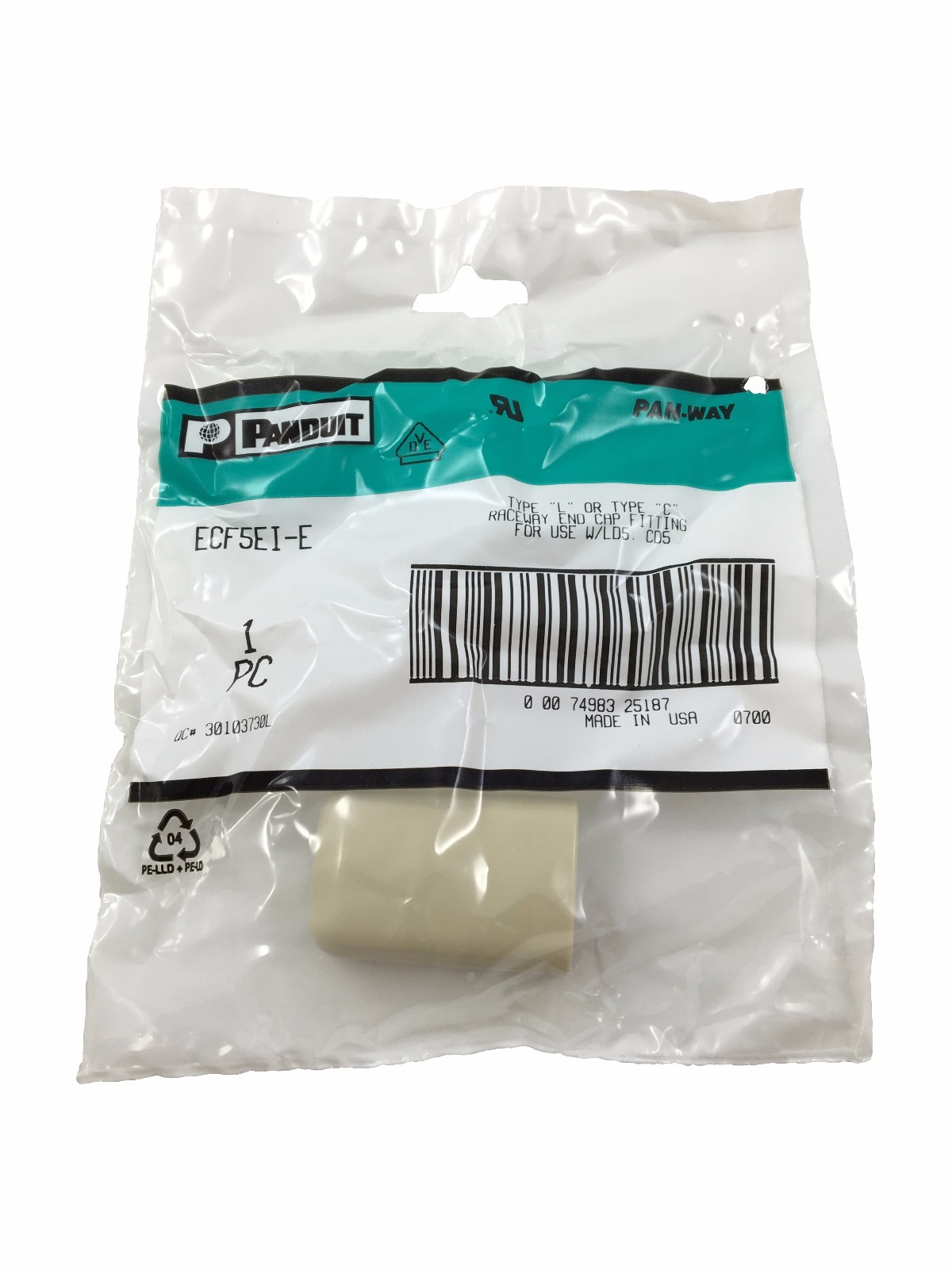 Panduit Type "L" or "C" Raceway Conduit End Cap Fitting (ECF5EI-E) | eBay
