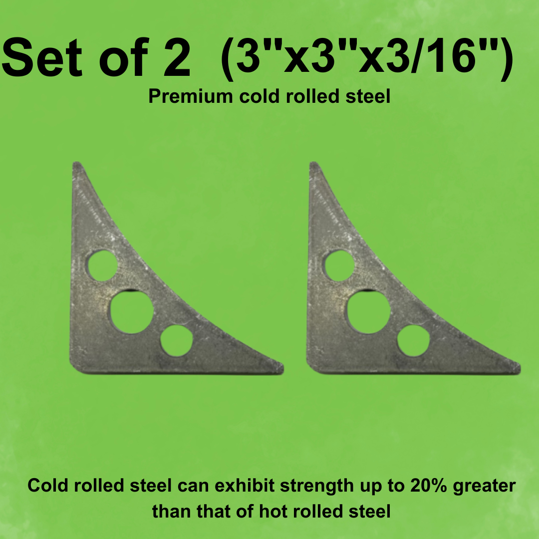 Steel Roll cage Gussets 3”x3"x 3/16” -Set of (2) Metal Gusset, Cold ...