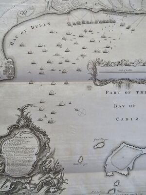 Bay of Bulls Cadiz War of Spanish Succession c. 1745 Basire naval ...