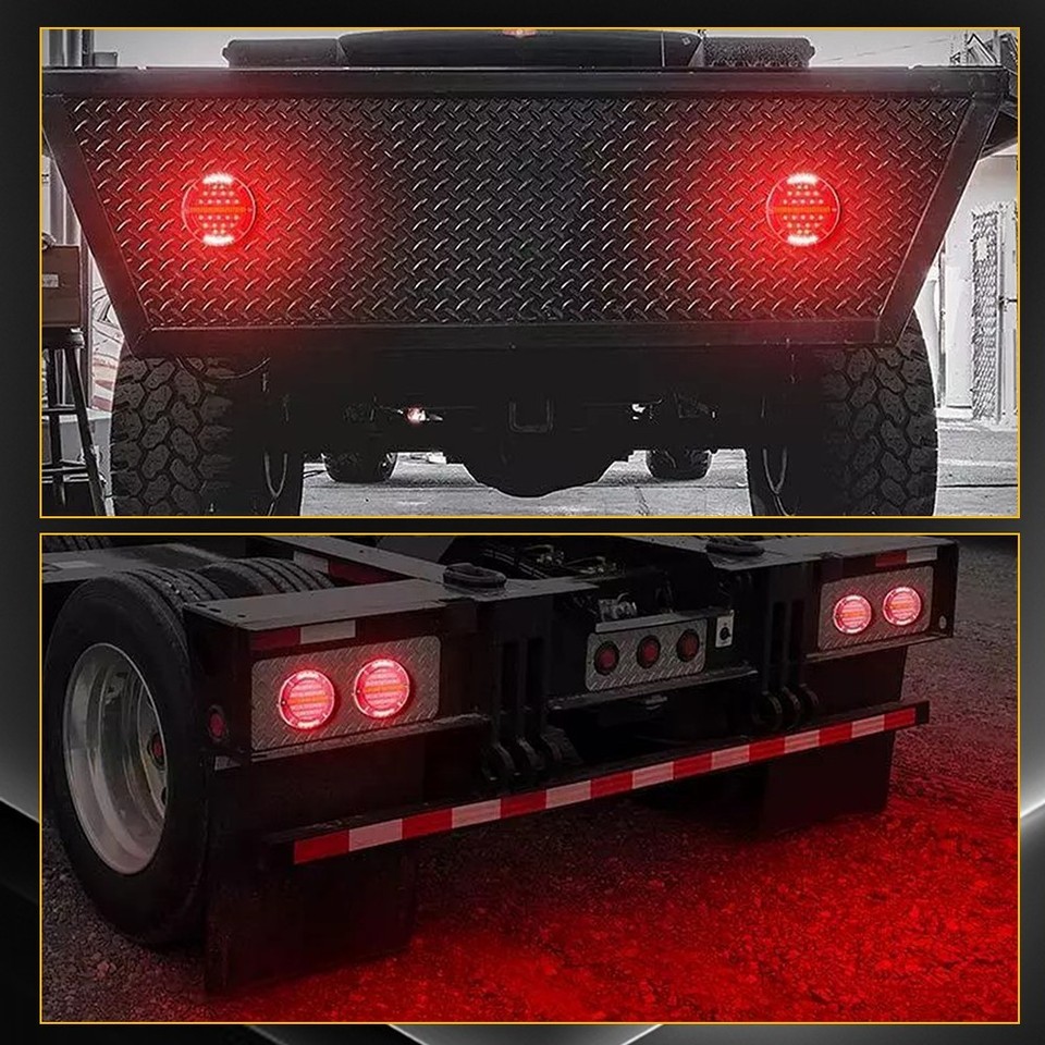 2X 5.5" Round LED Red/Amber Truck Trailer Bus Brake Stop Turn Signal ...