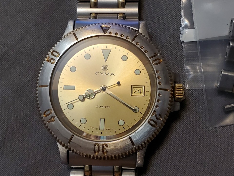 Cyma Le Locle #117.184 SSY Two-Tone Stainless Steel Quartz Men's Watch ...