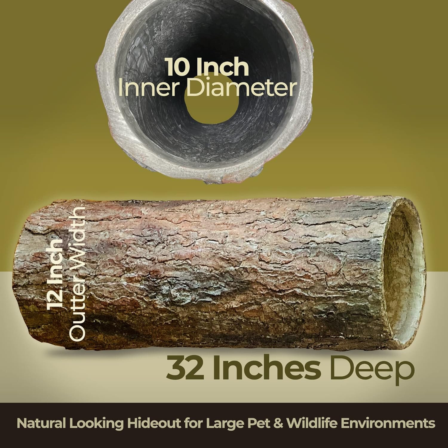Hollow Log Hideaway Extra Large Realistic Stump Hideout for Reptiles ...