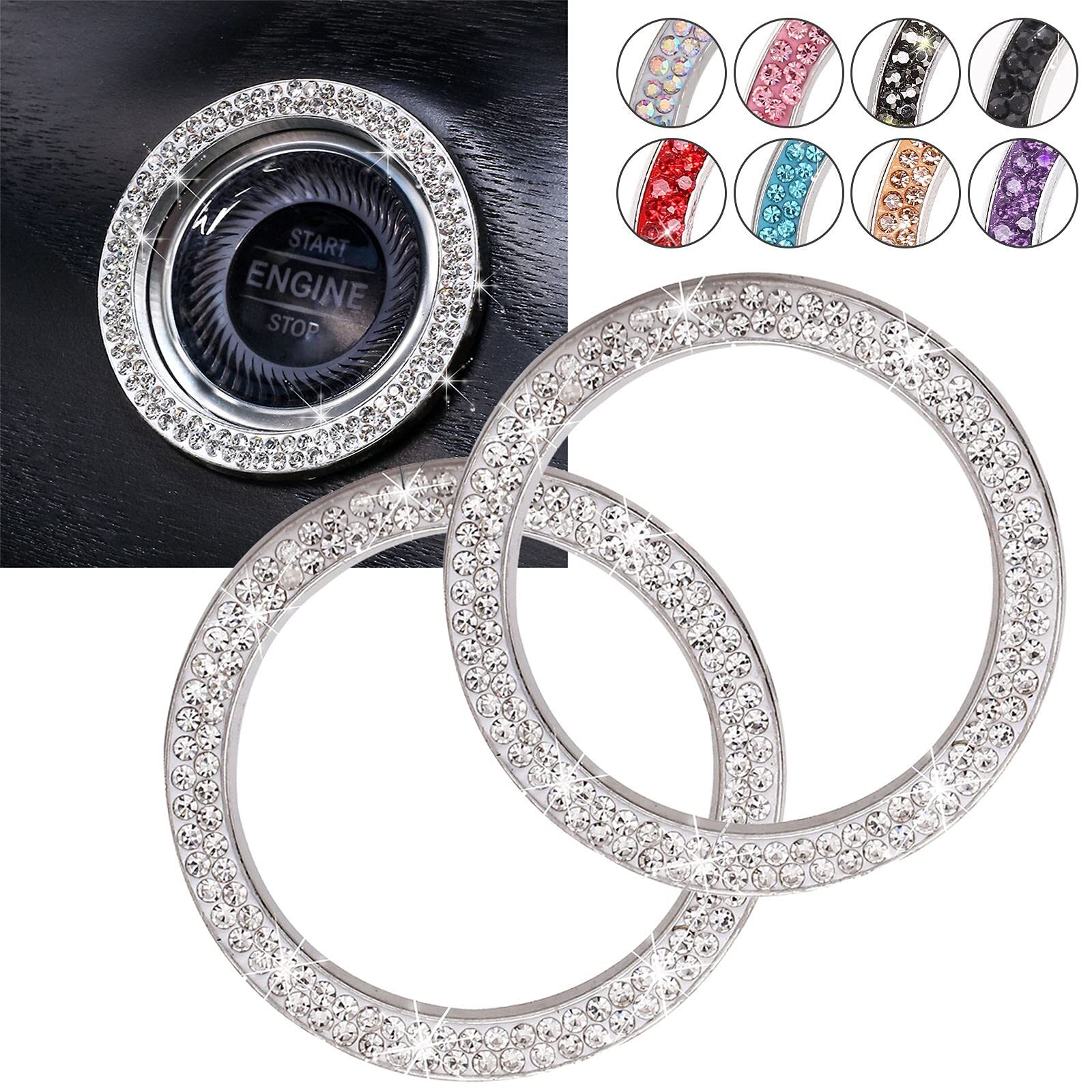Car Bling Ring Crystal Car Stickers Rings Womens Car Decals,2Pcs Push ...