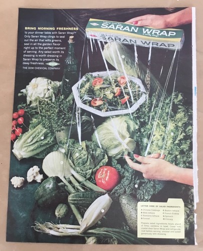 Saran Wrap print ad 1961 orig vintage 60s retro art home decor food ...