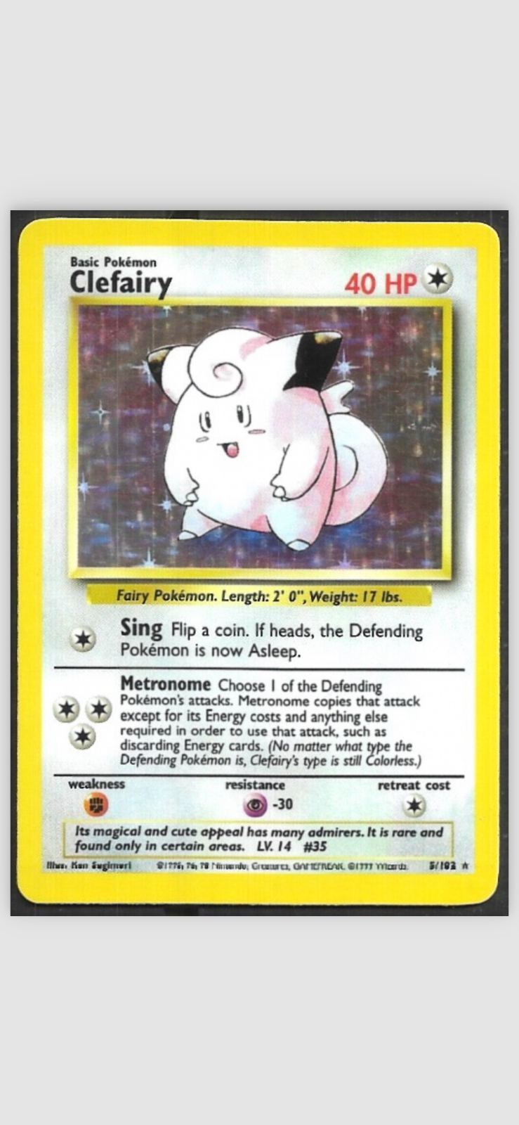 Pokémon TCG Clefairy Base Set 5/102 Holo Unlimited Holo Rare | eBay