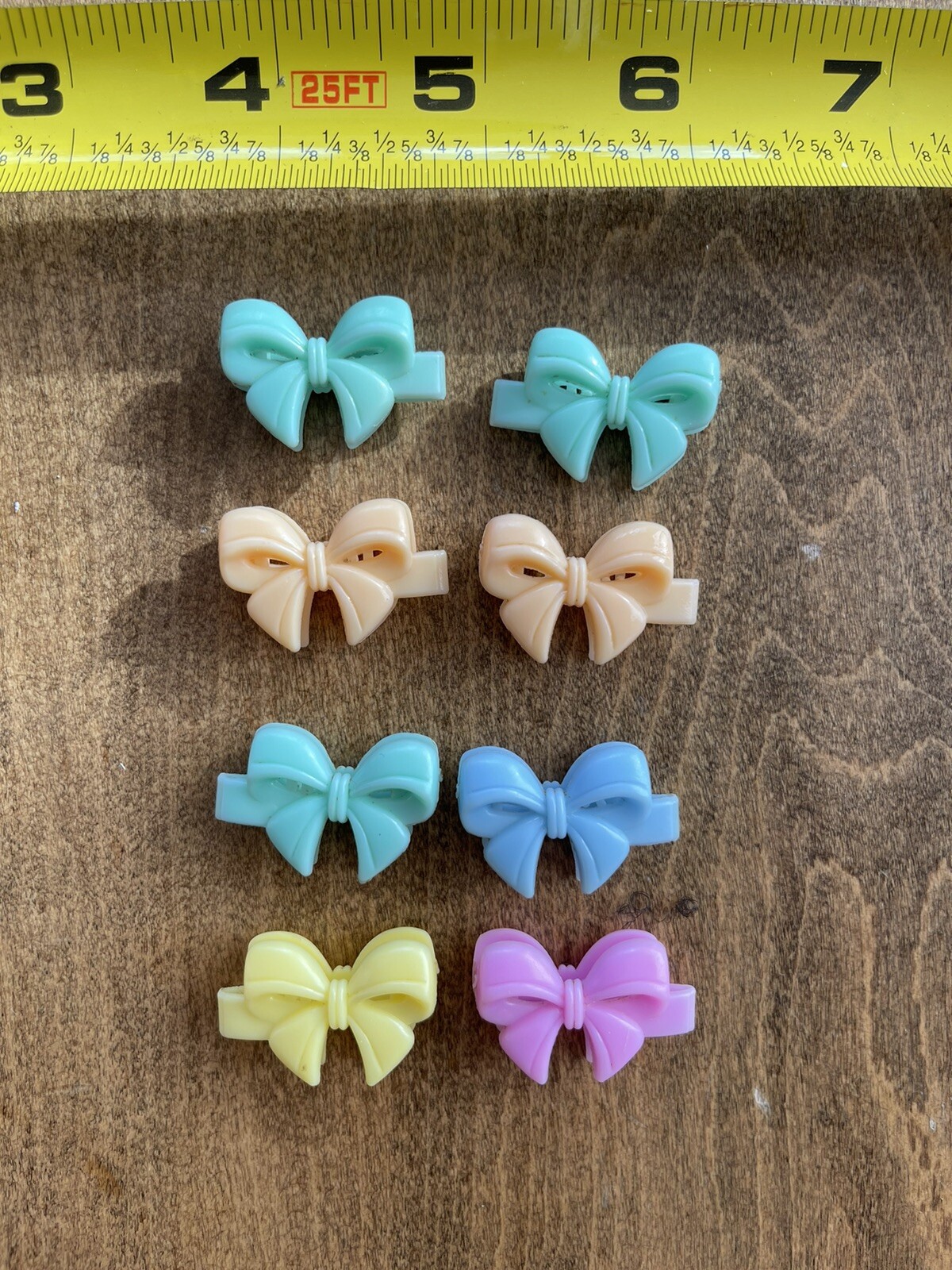 Vintage Plastic Mini Barrette Set of 8 Bows - Gem