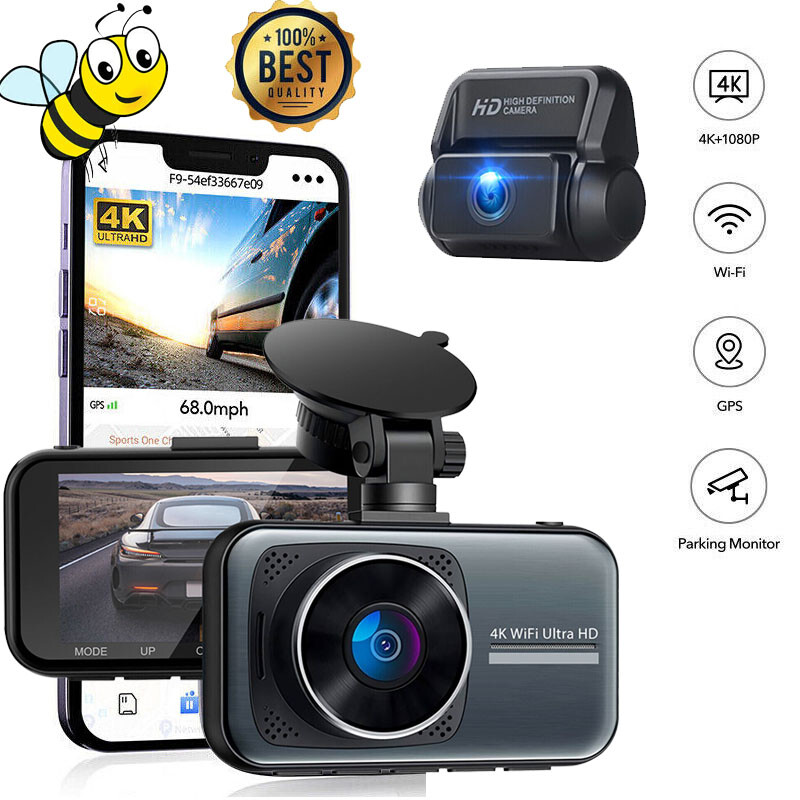 3inch 4K Dual Dash Camera Front and Rear Dash Cam Built-in WiFi&GPS for ...
