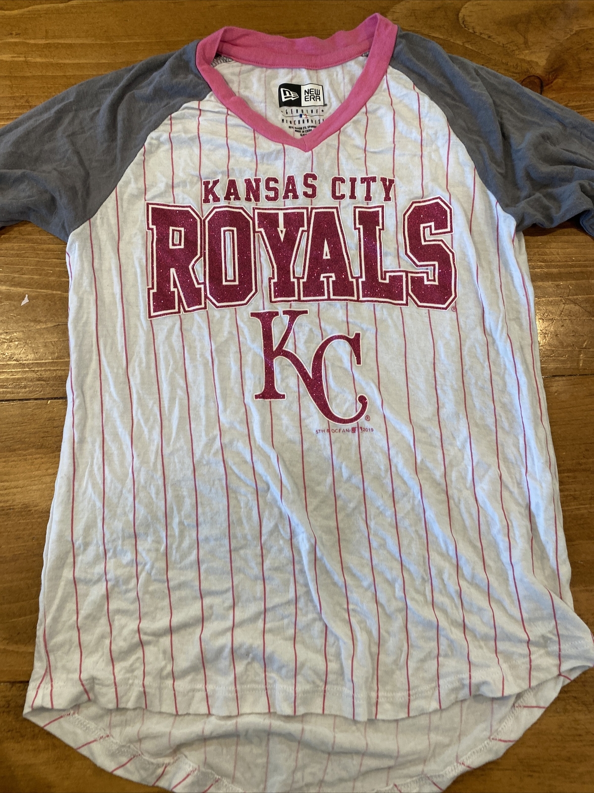Girls New Era Kansas City Royals 3/4 Sleeve Baseball Shirt Pink ...