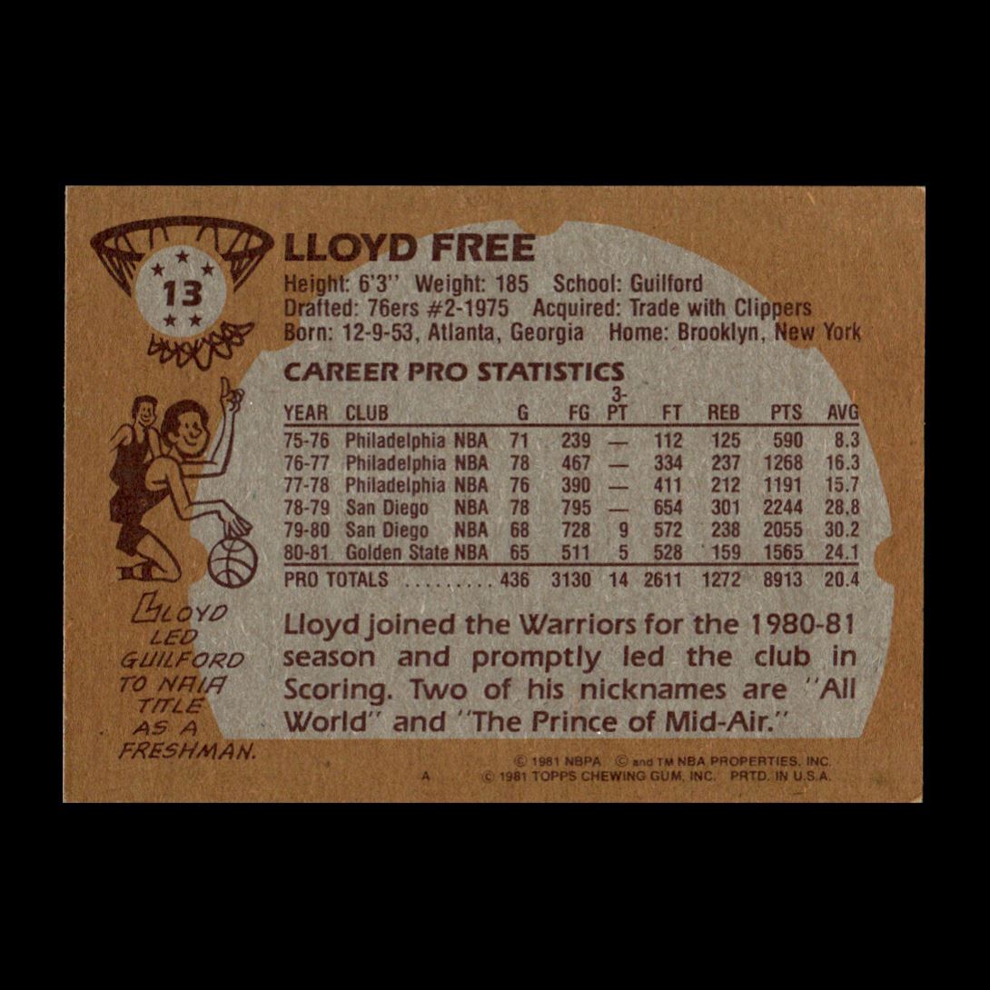 Lloyd Free 1981-82 Topps Golden State Warriors #13 Nice! 3 | eBay