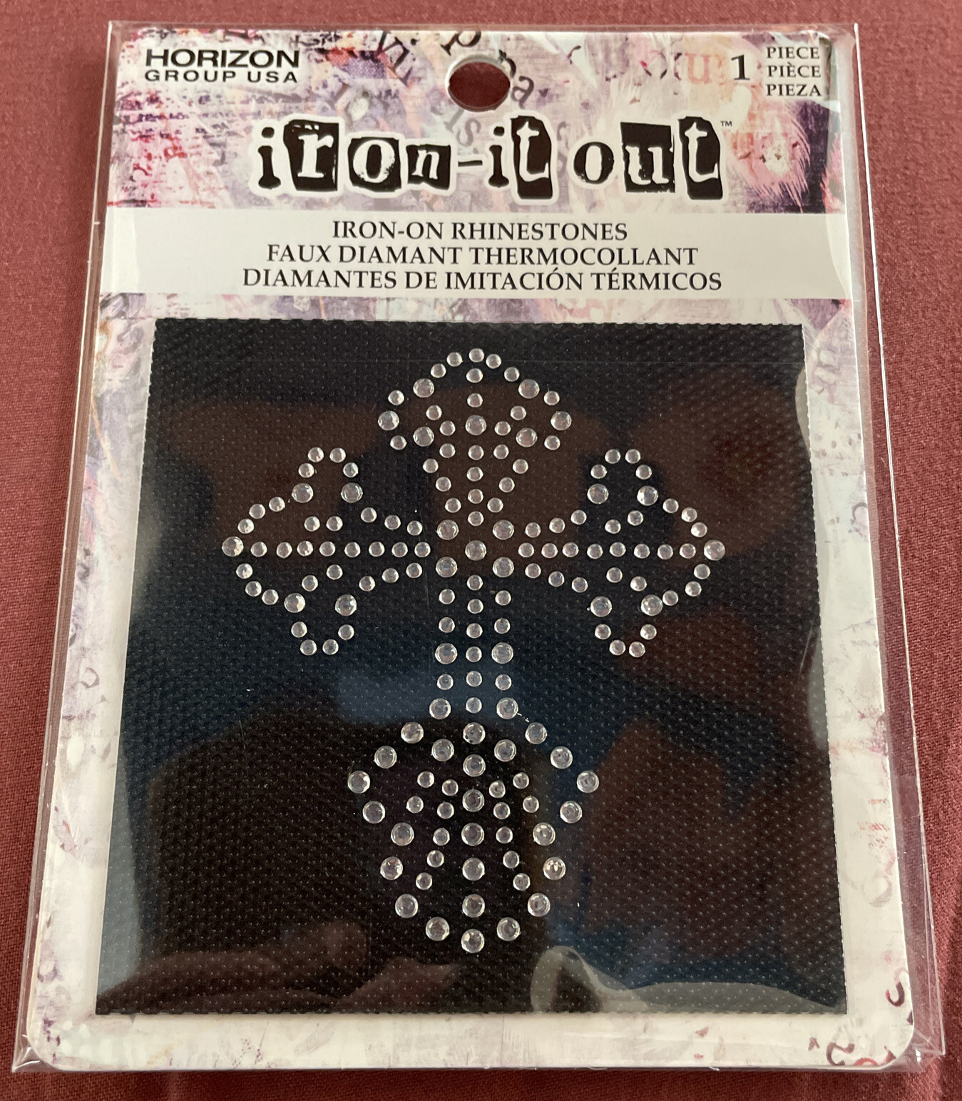 Iron it Out Iron-On Rhinestone Celtic Cross 2" x 2.5" Christian Clear ...
