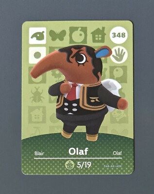 Nintendo Animal Crossing amiibo Card - #348 Olaf Smug Anteater (series ...