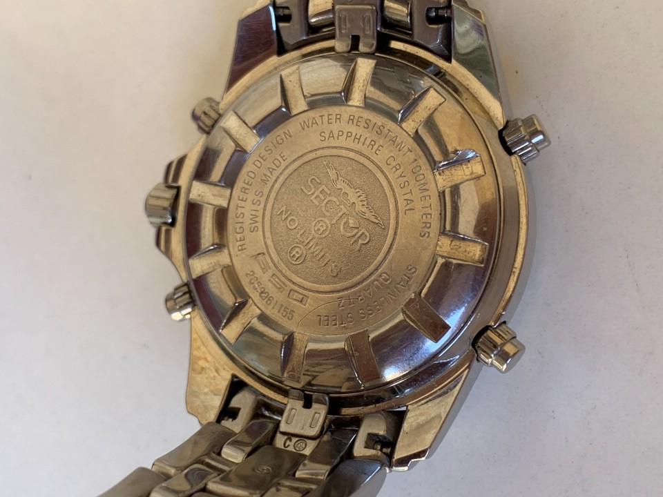 Authentic Sector 650 No Limits Chronograph Watch SS Black Dial Swiss ...