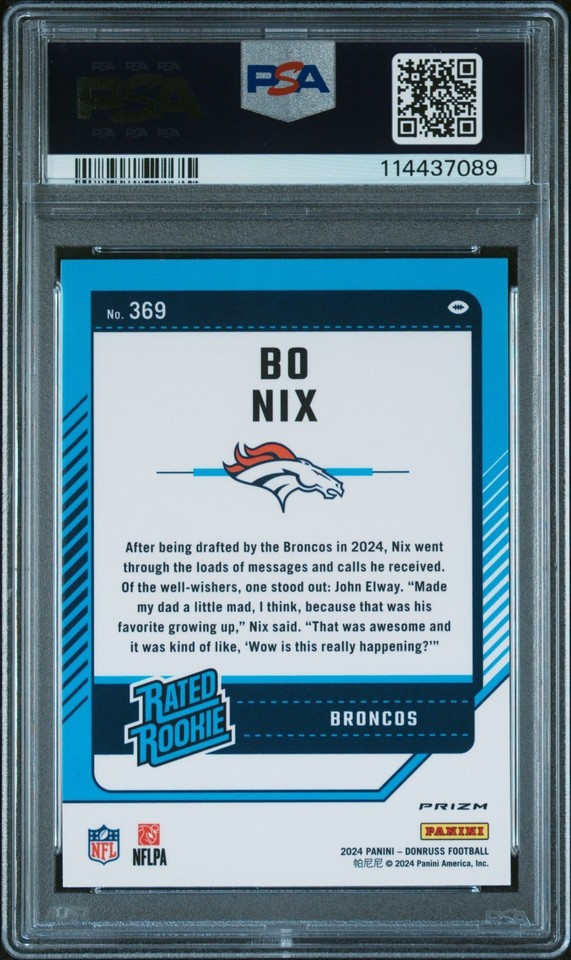 2024 Donruss Optic BO NIX RC Red Wave RATED ROOKIE #369 PSA 10 Broncos ...