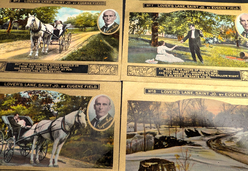early 1900 Postcard-12 Card Lot-Lover's Lane Saint Jo Poem-By Eugene ...