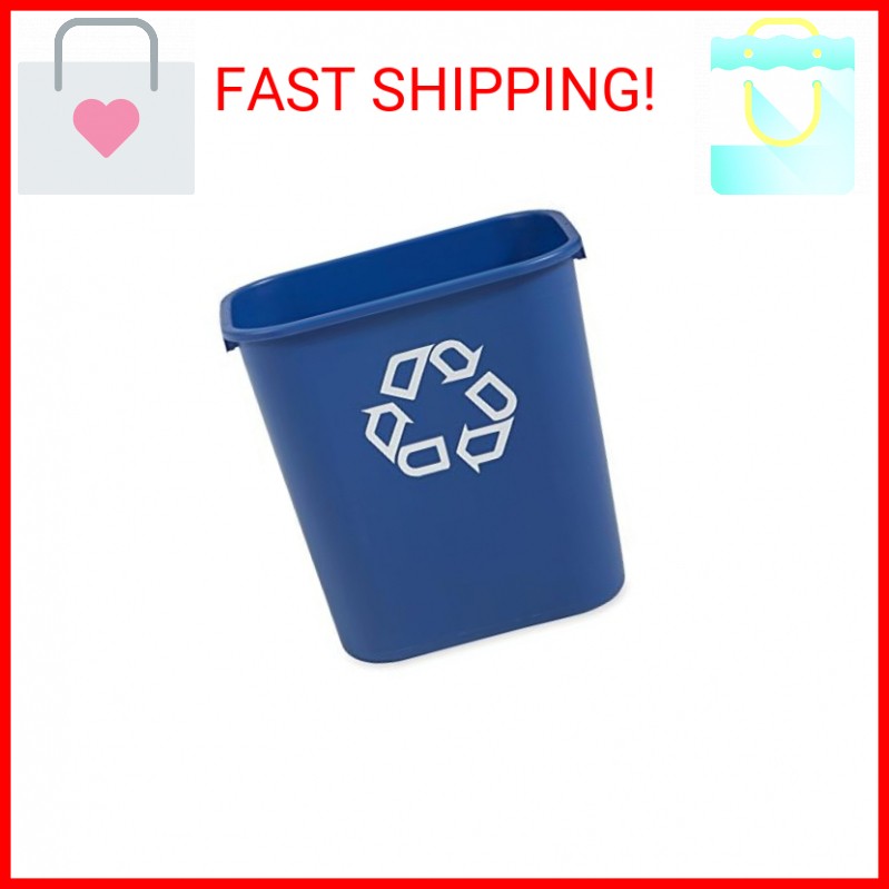 Medium Blue Wastebasket Recycling Bin - 28 Qt/7 GAL Deskside Trash ...