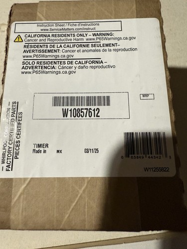 Whirlpool/Amana/Maytag Dryer Timer W10857612 | eBay