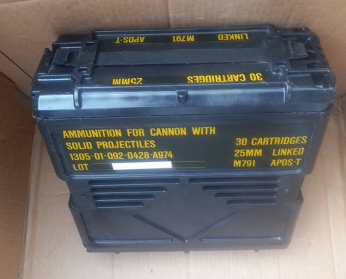 Military Ammo Box Heavy Black Pelican Plastic 25mm Linked 30 Cartridges ...