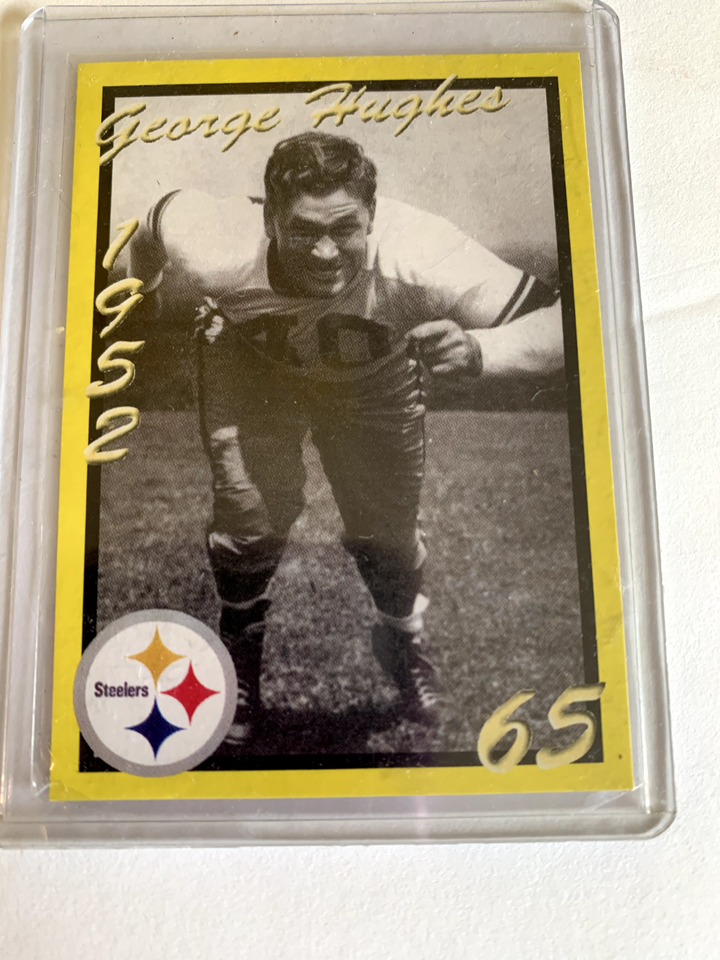 RARE George Hughes 2x Autographed Custom Trading Card and Pin Steelers ...