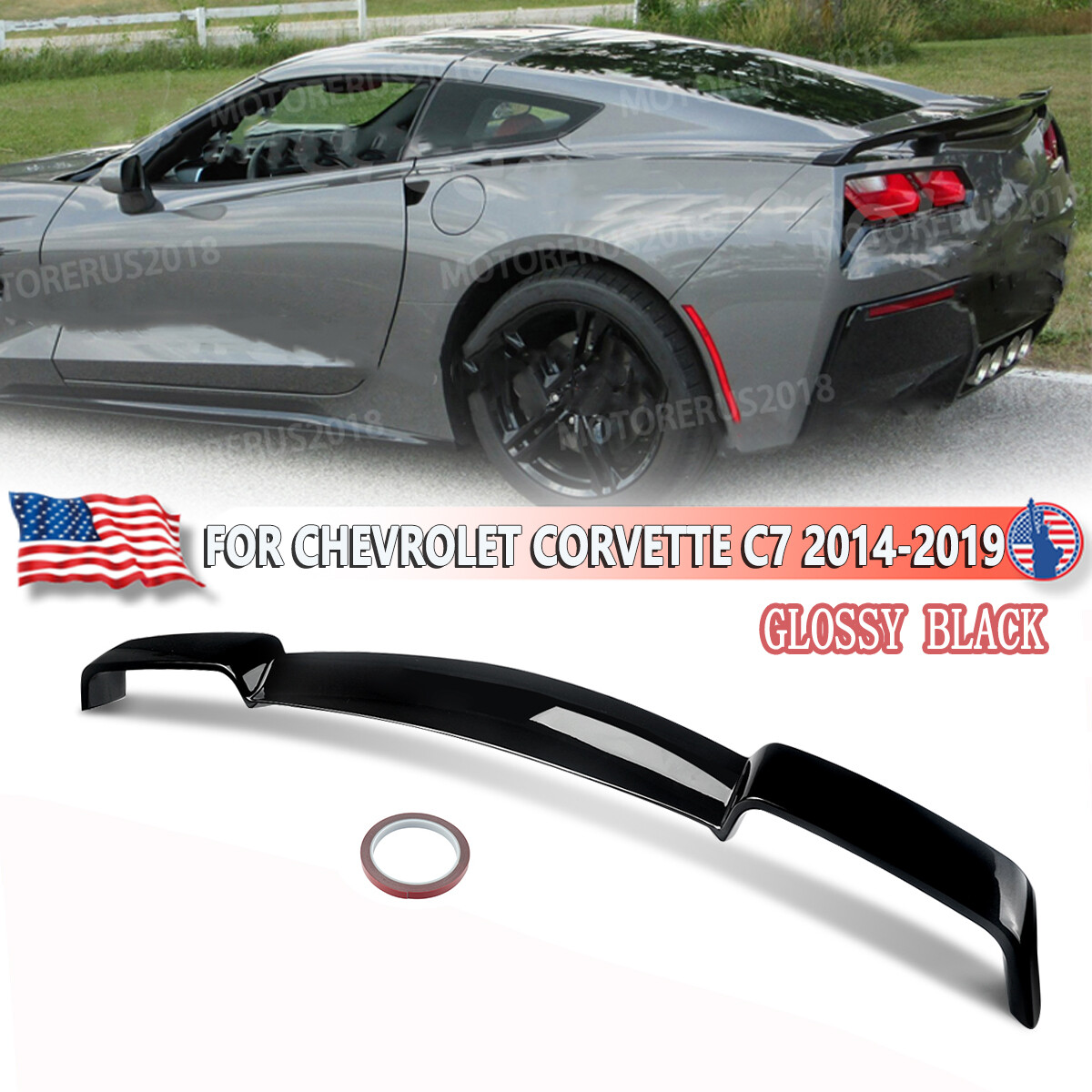 PAINTED BLACK FOR 2014-2019 CHEVROLET CORVETTE C7 High-Rise Style Rear ...