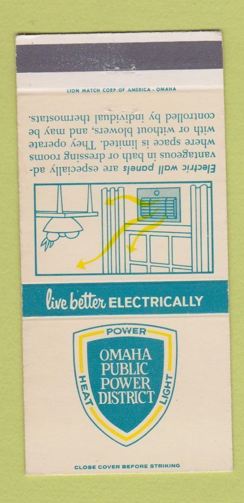 Matchbook Cover - Omaha Public Power NE 30 Strike | eBay