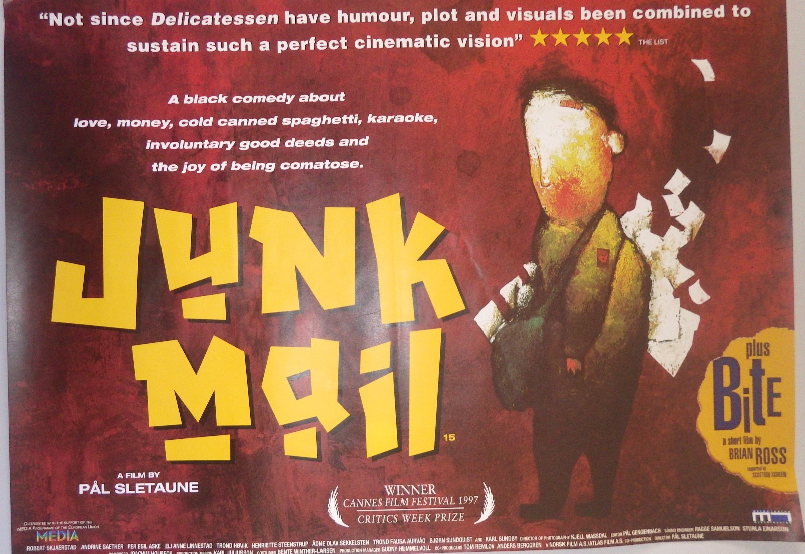 MOVIE POSTER~Junk Mail 1997 30x40" UK Quad Robert Skjærstad Andrine ...