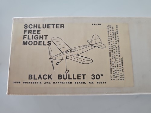 SCHLUETER FREE FLIGHT BLACK BULLET 30" WINGSPAN #BB-30 NEW BALSA ...