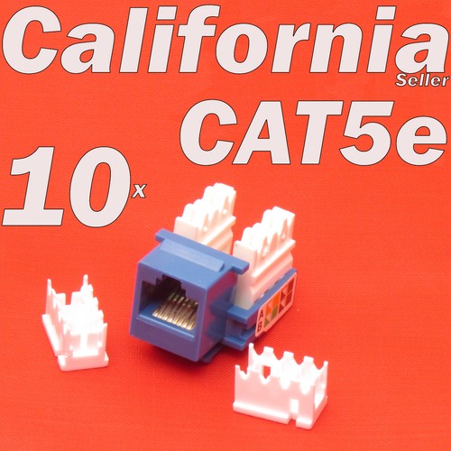 10 X Blue Keystone Jack CAT5e Network Ethernet 110 Style Punch Down ...