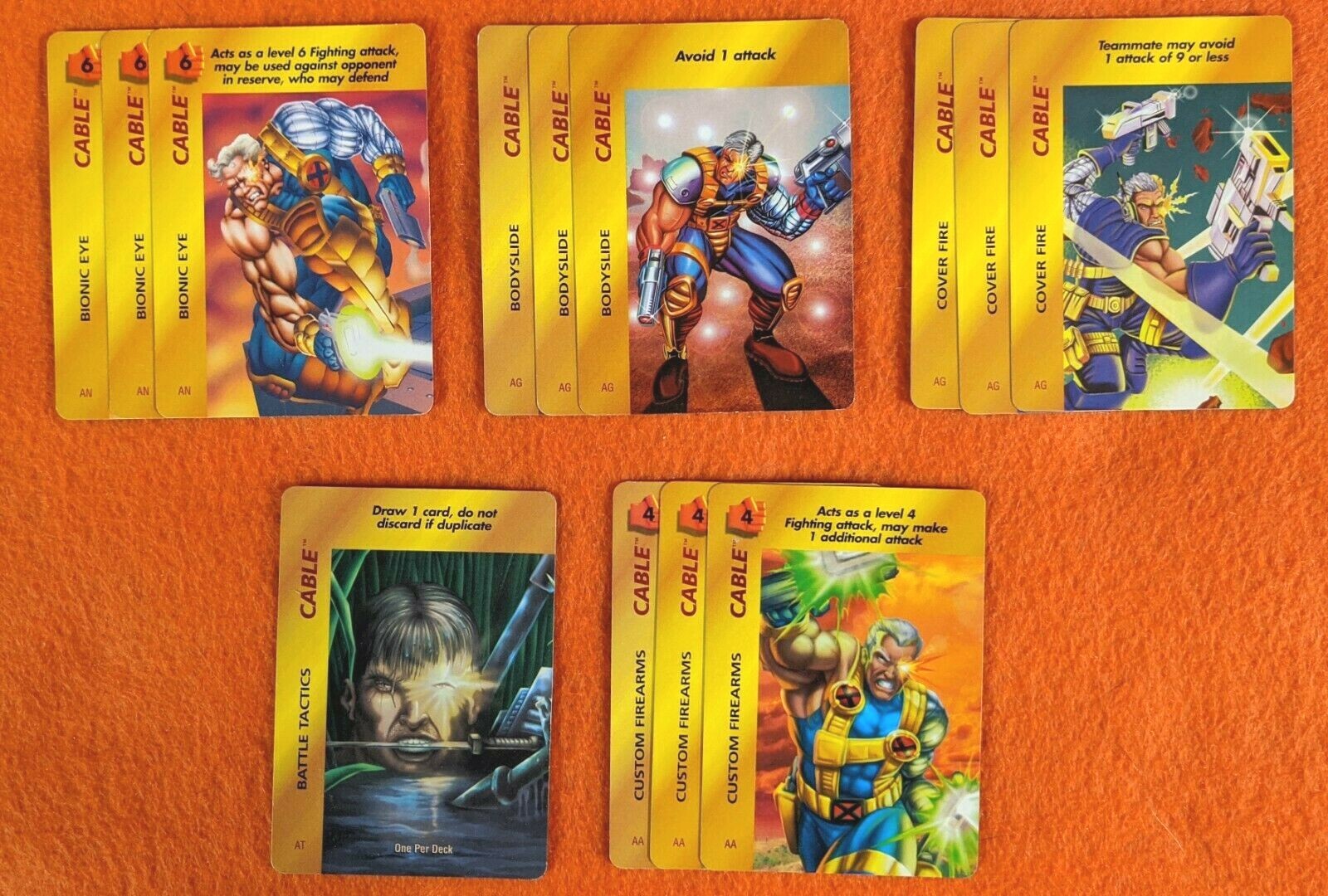 Marvel OVERPOWER Cable LOT 13 sp Battle Tactics Bionic Eye Bodyslide ...