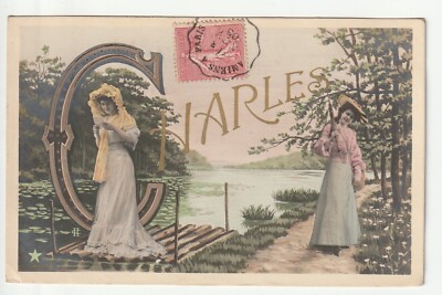 Carte FANTAISIE - Prénom - Old postcard - CHARLES - Alphabet C - Femmes ...