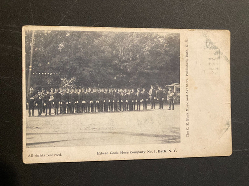 Edwin Cook Hose Company Buck Music Art Store Bath New York Postcard | eBay
