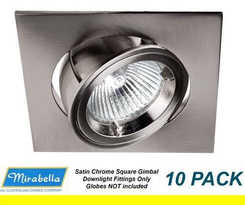 10 x Brushed Satin Chrome SQUARE Gimble Downlight Fittings 240V Gimbal ...