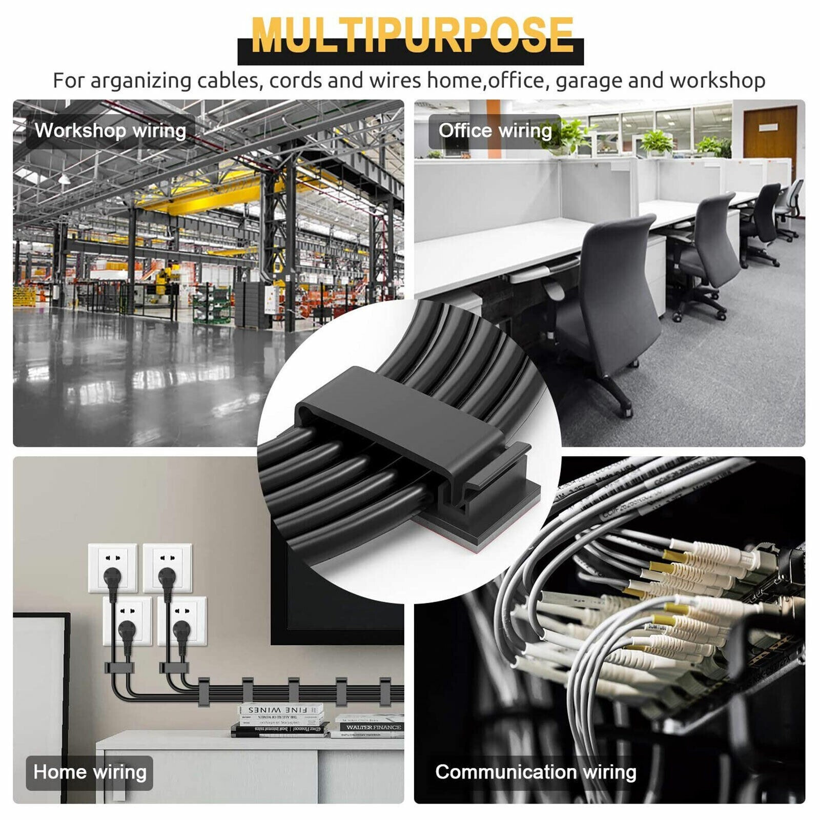 50Pcs Self Adhesive Cable Management Clips Wire Organizers Cord Holder ...