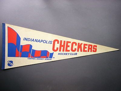 RARE 1970'S 1980'S INDIANAPOLIS CHECKERS CHL HOCKEY PENNANT SHARP!! | eBay