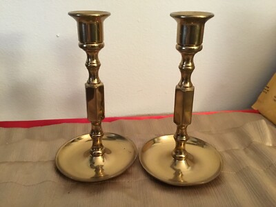 Vintage Pair Of HB Solid Brass Candle Sticks | eBay