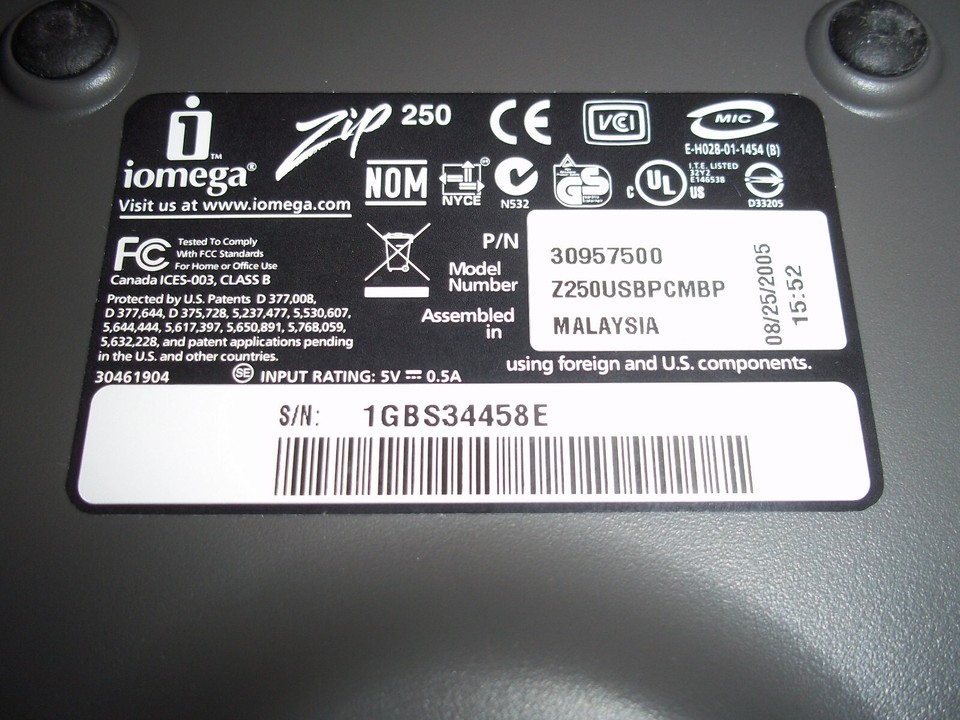 Iomega Zip 250 250MB USB Drive Z250USBPCMBP Tested | eBay