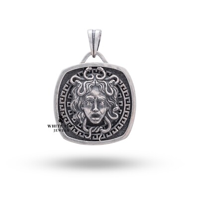 Greek Gorgon Medusa Biker Mythology Pendant Charm 925 Silver Gift ...