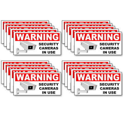 SECURITY CAMERA IN USE Warning Decals Labels Stickers 8" (20.3cm) Multi ...
