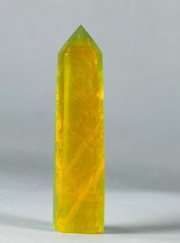 Rare Natural Mango Fluorite Tower Point Quartz Glow Under UV Light | eBay