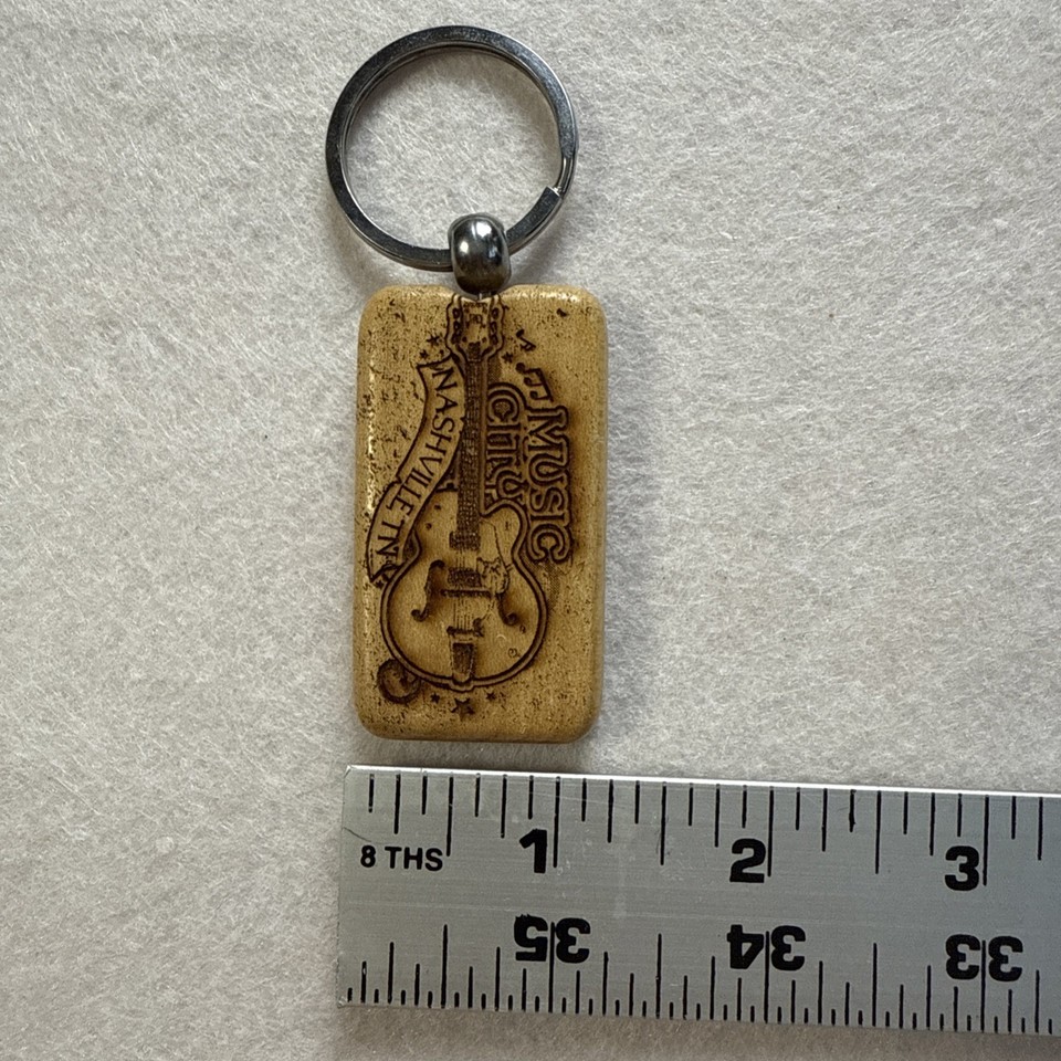 Nashville Tennessee Music City Wooden Keychain Guitar Double Sided | eBay