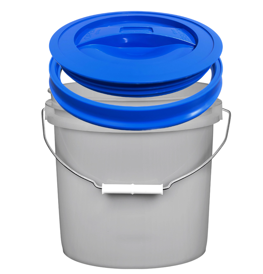 2 Gallon Grey Food Grade Bucket Pail with Screw on Lid (Pack of 4) Made ...
