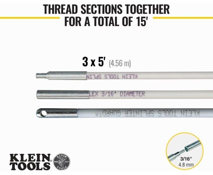 Klein Tools Fish Sticks Glow Rod Set, Mid-Flex, 15 Feet, Fish Stix ...