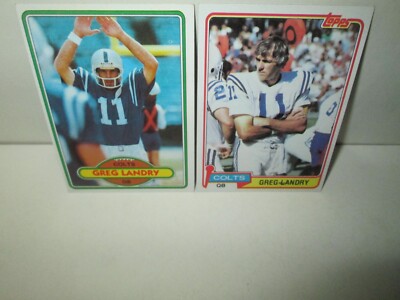 LOT OF 2 GREG LANDRY 1980s Cards Topps #265 102 BALTIMORE COLTS Detroit ...